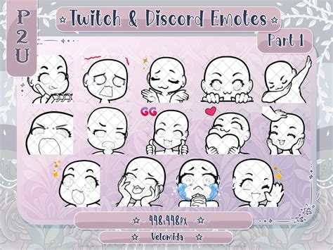 14x Diy Emote Bases Animestyle Version 1 Twitch Youtube Etsy