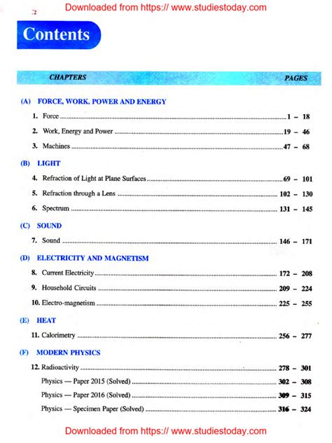 Icse Selina Class 10 Physics Concise Selina Contents Pdf