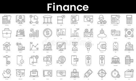 Set Of Outline Finance Icons Minimalist Thin Linear Web Icon Set Stock Vector Illustration Of