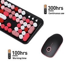 Amazon Com Keyboard And Mouse Wireless Cute Retro Wireless Keyboard Mouse Combo With Round Key