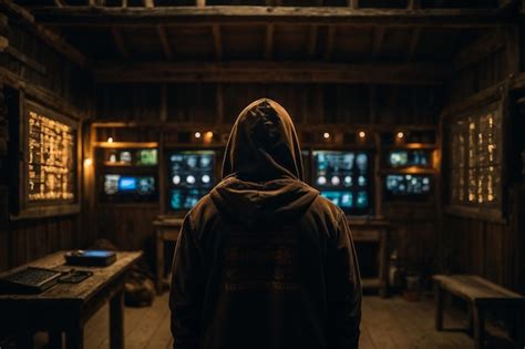 Premium Ai Image Back View Of Unrecognizable Man In Hoodie Standing