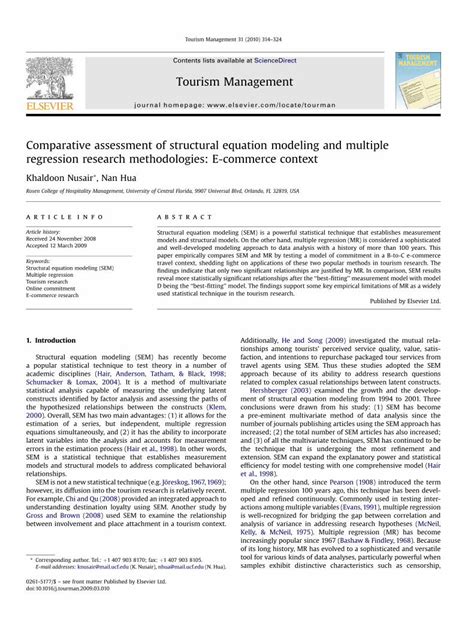 Pdf Comparative Assessment Of Structural Equation Modeling And Multiple Regression Research