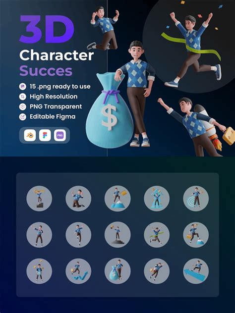 成功概念人物3D插图 素材CNN