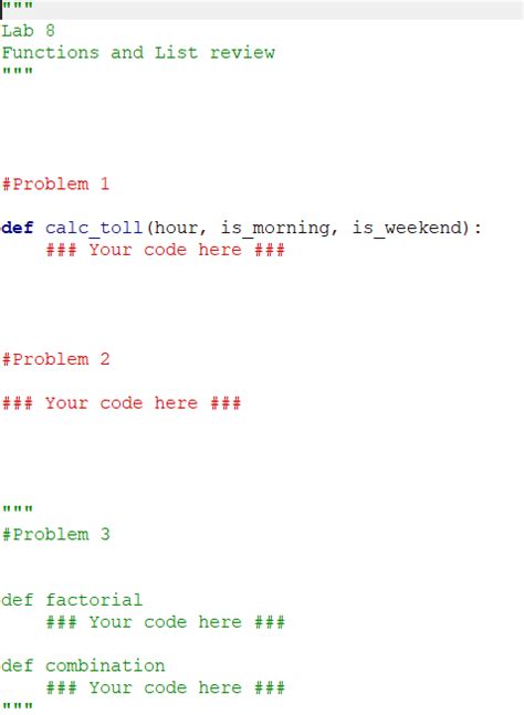 Solved Lab 8 Functions And List Review Problem 1 Def