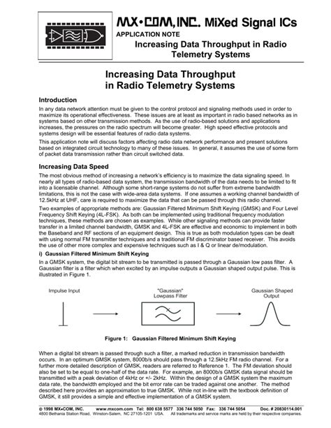 Increasing Data Throughput In Radio Telemetry Systems Increasing Data