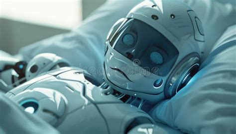 A Futuristic Robot Is In A Modern Laboratory Equipped With Stateoftheart Technology Aig62 Stock