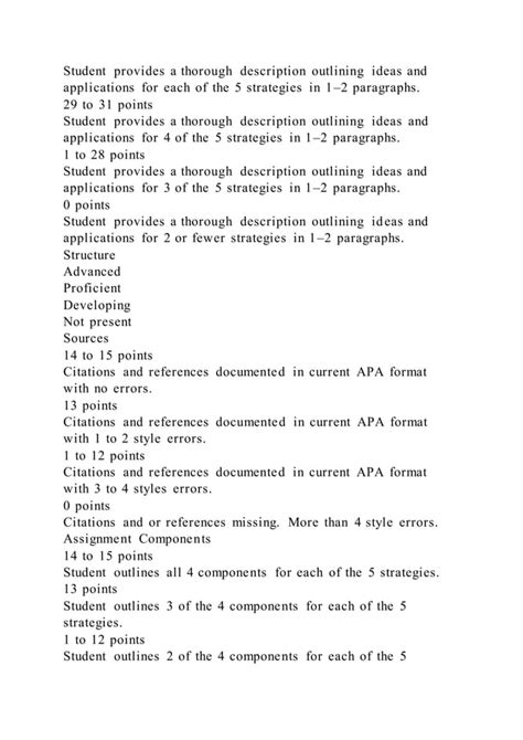 Educ 636strategies Portfolio Grading Rubriccriterialevels Docx Education