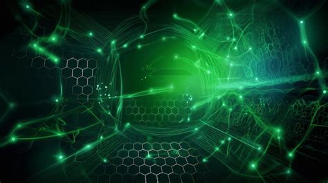 Premium Photo Green Technology Background With A Grid Of Lights