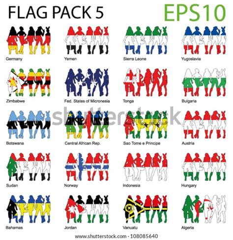 Eps Sexy Woman World Flags Pack Stock Vector Royalty Free Shutterstock