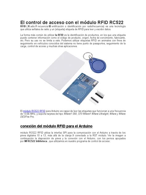 control de acceso con rfid utilizando el módulo rc522 y arduino pdf