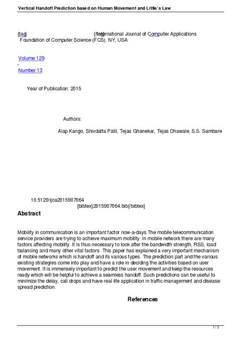 Pdf Vertical Handoff Prediction Based On Human Movement And Littles