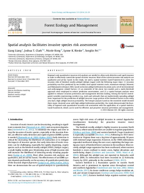 Pdf Spatial Analysis Facilitates Invasive Species Risk Assessment