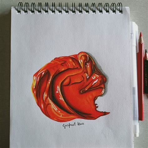 Its A Realistic Paint Blob Drawing By Using Pencil Colours A Orange And Yellow Paint Blob