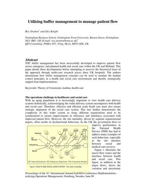PDF Utilising Buffer Management To Manage Patient Flow