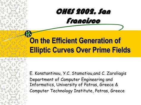 Ppt On The Efficient Generation Of Elliptic Curves Over Prime Fields
