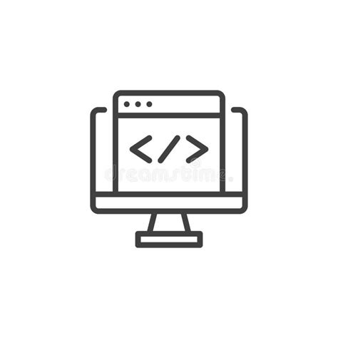 Coding Web Development Line Icon Stock Vector Illustration Of Line Thin 177560421