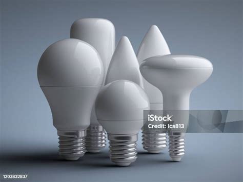다양한 모양과 크기의 Led 효율 에너지 전구 세트 절전 램프 0명에 대한 스톡 사진 및 기타 이미지 0명 3차원 형태