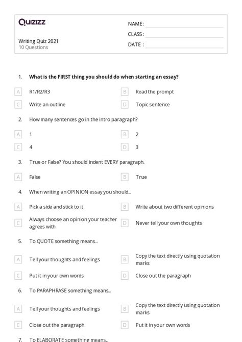50 Informative Essay Structure Worksheets For 4th Grade On Quizizz Free And Printable