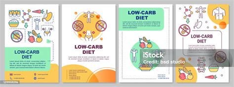저탄수화물 다이어트 브로셔 템플릿 케톤 생성 영양 전단지 소책자 전단지 인쇄 선형 일러스트레이션이있는 커버 디자인 잡지 연례 보고서 광고 포스터에 대한 벡터 페이지 레이아웃