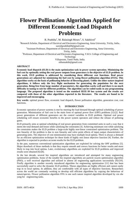 PDF Flower Pollination Algorithm Applied For Different Pollination