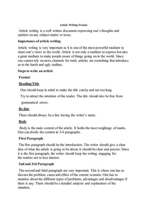 Article Writing Format Docx