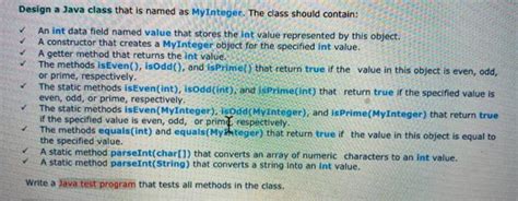 Solved Design A Java Class That Is Named As Myinteger The