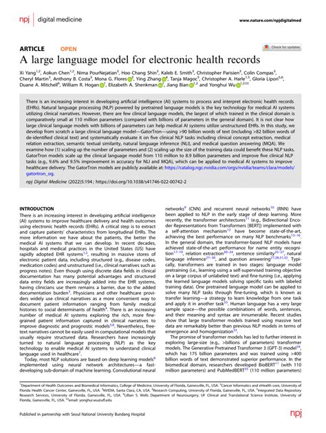 Pdf A Large Language Model For Electronic Health Records
