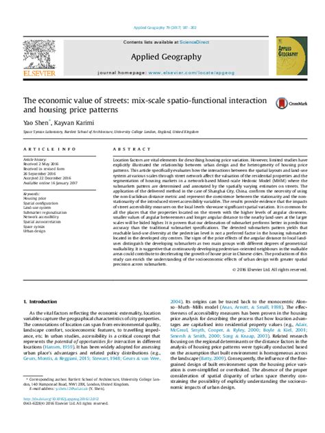 Pdf The Economic Value Of Streets Mix Scale Spatio Functional Interaction And Housing Price