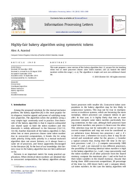 Pdf Highly Fair Bakery Algorithm Using Symmetric Tokens