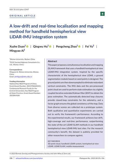 Pdf A Low‐drift And Real‐time Localisation And Mapping Method For Handheld Hemispherical View