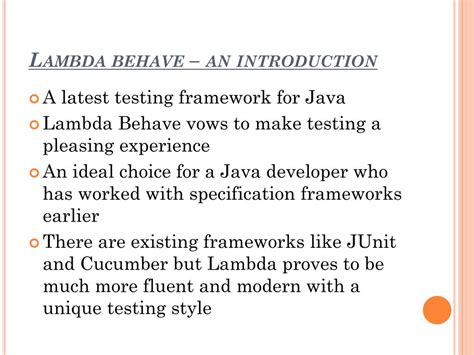 ppt lambda behave java 8 s testing framework powerpoint presentation id 7242566