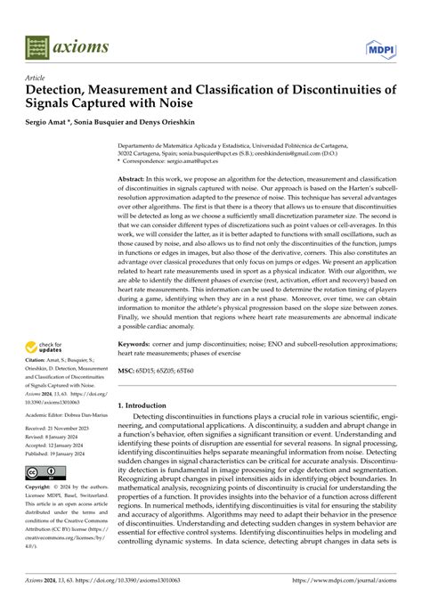 Pdf Detection Measurement And Classification Of Discontinuities Of Signals Captured With Noise