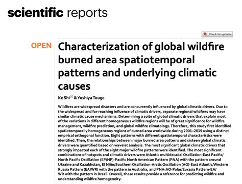 Scientific Reports On Characterization Of Global Wildfire Burned Area Spatiotemporal