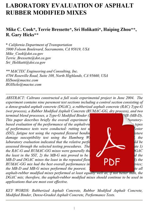 Laboratory Evaluation Of Asphalt Rubber Modified Mixes Asphalt Rubber Papers Store