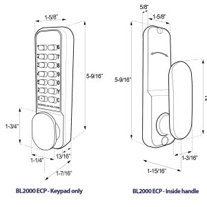 BL2001 ECP Tubular Latch Non Holdback Inside Paddle Handle ECP Coding Chamber Borg Locks US
