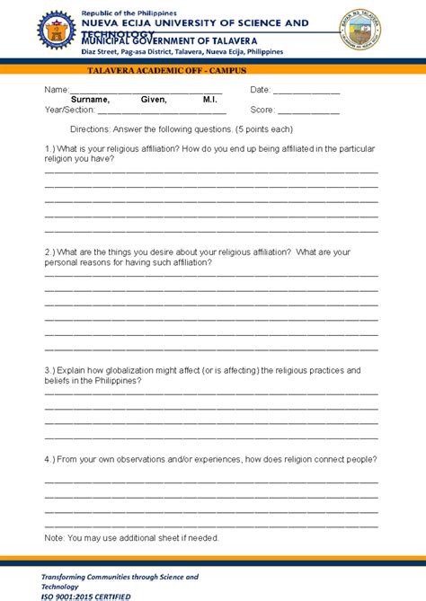 Ge 3 Seatwork Seatwork Name Date Surname