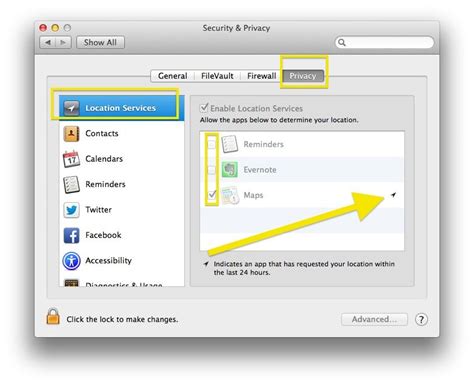 how to enable and disable location services for specific mac apps [os x
