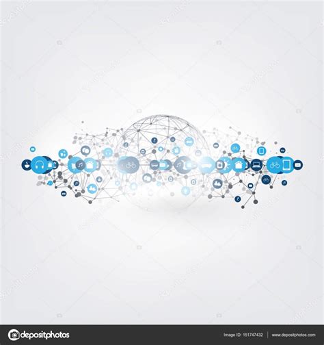 Minimal Style Cloud Computing Networks Structure Telecommunications Concept Design Network