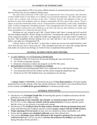 FREE SOP Statement Of Purpose Samples In PDF DOC