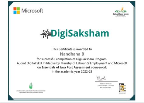 Nandhana Baskar On Linkedin Microsoftlearn Java Digisaksham