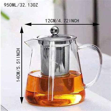 Glass Teapot With Removable Infuser Clear Glass Kettle Borosilicate