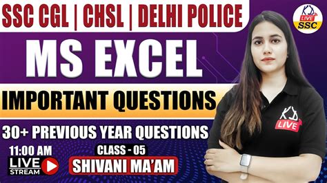 Computer Ms Excel Important Questions For Ssc Cglchsldelhi Police