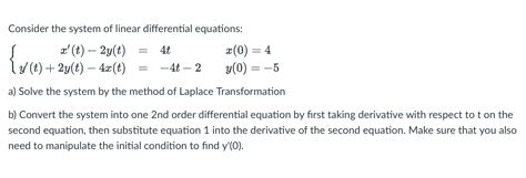 Solved Consider The System Of Linear Differential Equations