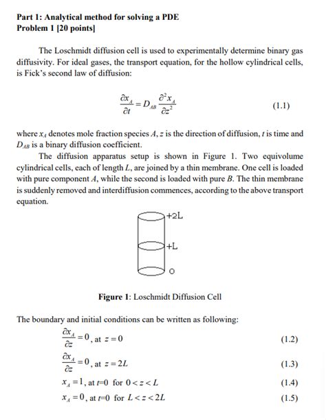 Solved Part 1 Analytical Method For Solving A Pde Problem 1