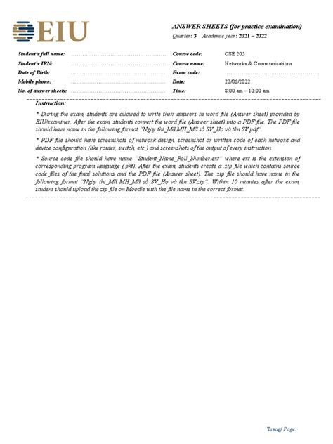 Cse 205 Final Exam Practice Answer Sheet Pdf