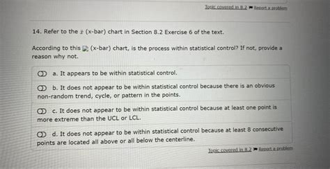 Solved Refer To The X X Bar Chart In Section Chegg Com