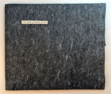 The Mark Of Andreas Germer Artists Proof Of The Special Lettered Edition Ron Weighell