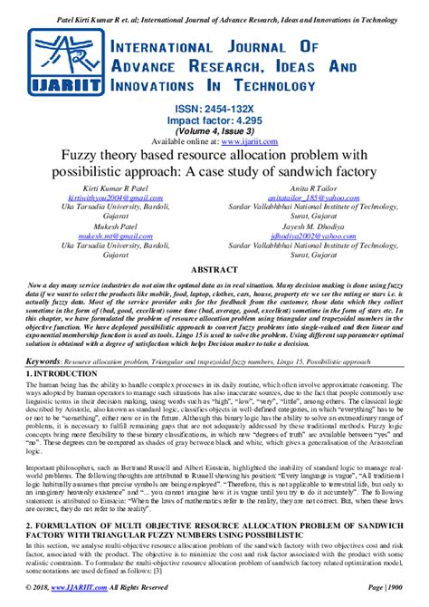 pdf fuzzy theory based resource allocation problem with possibilistic
