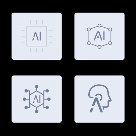 premium vector ai artificial intelligence icon set inline style machine learning smart robotic