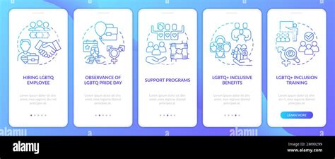 Creating Lgbtq Inclusive Workplace Blue Gradient Onboarding Mobile App Screen Stock Vector Image